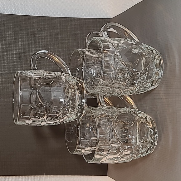 Vintage | Dining | Vintage Glass Barrel Mugs Tea Coffee Thumbprint ...